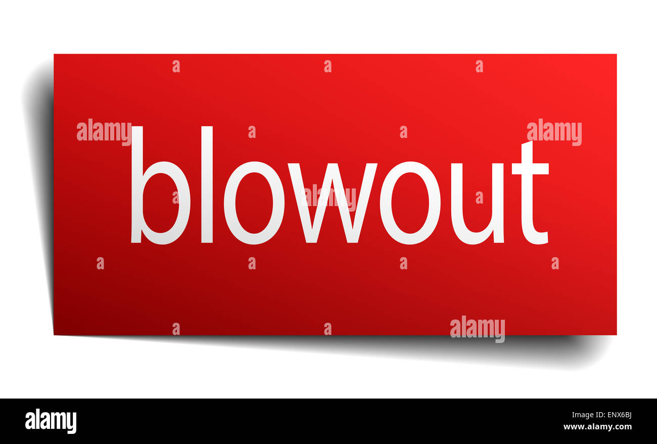 blowout red paper sign isolated on white Stock Photo - Alamy