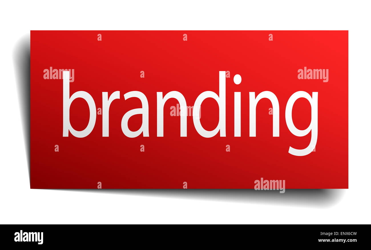 branding red paper sign isolated on white Stock Photo - Alamy