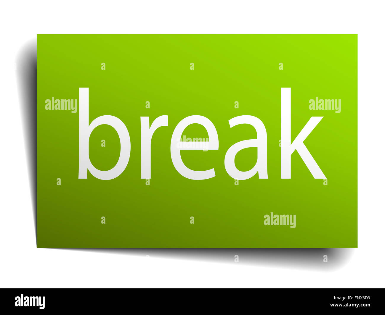 break green paper sign on white background Stock Photo - Alamy