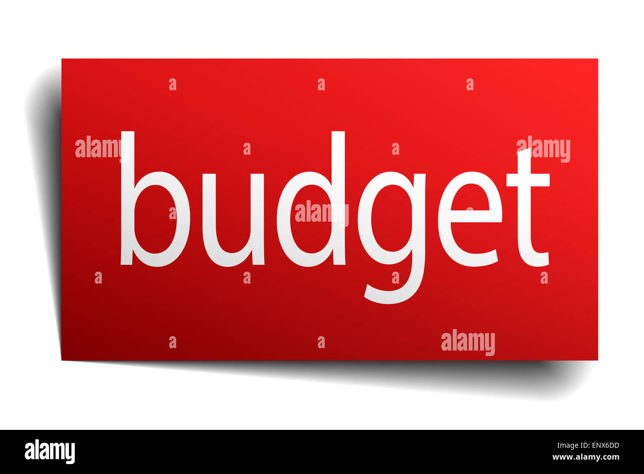 budget red paper sign isolated on white Stock Photo - Alamy