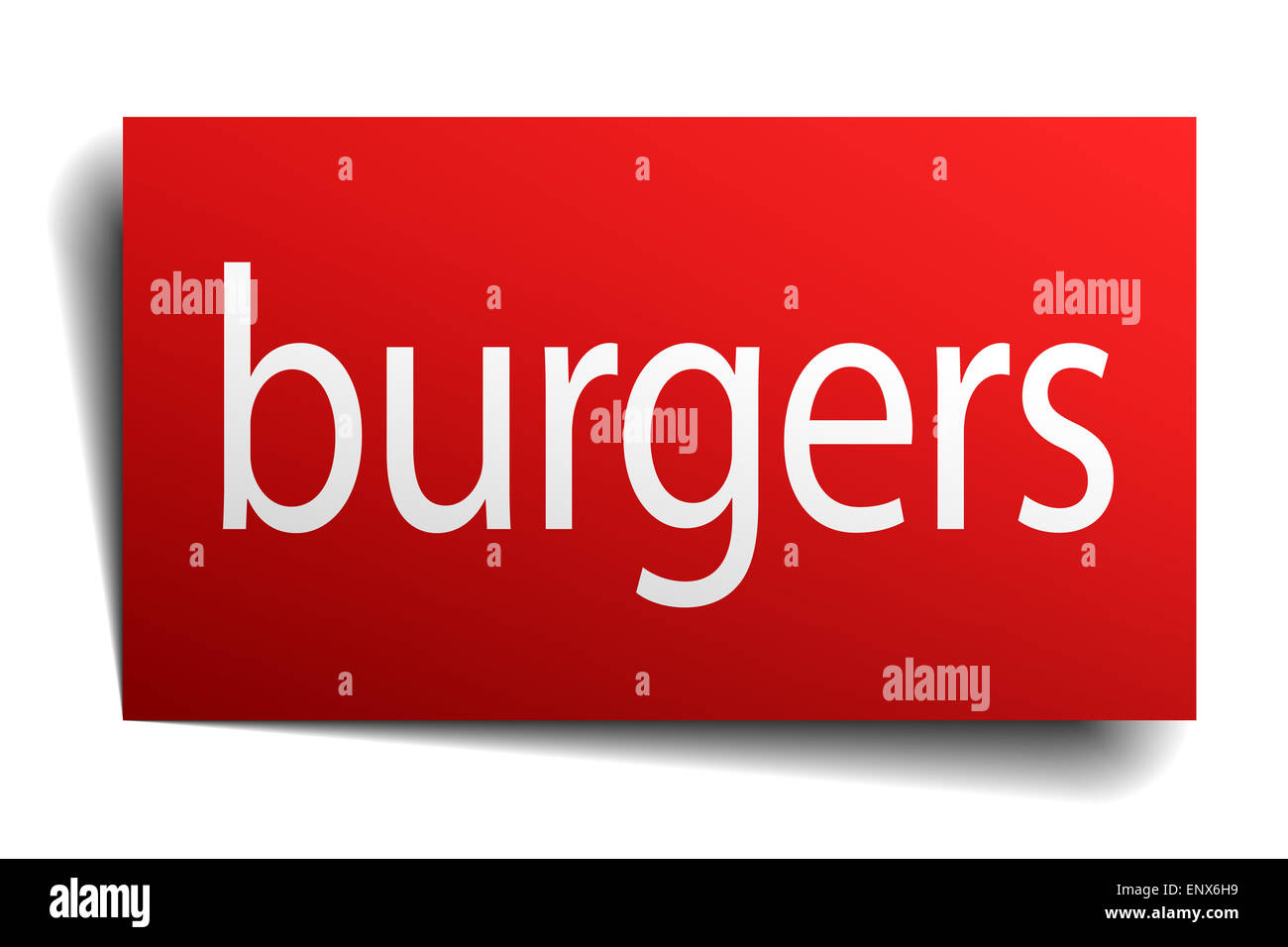 burgers red paper sign isolated on white Stock Photo - Alamy