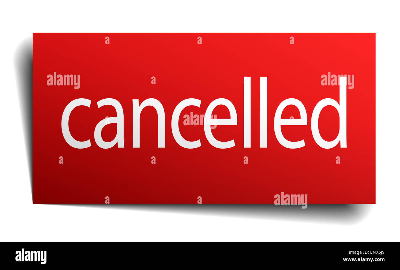 cancelled red paper sign isolated on white Stock Photo - Alamy