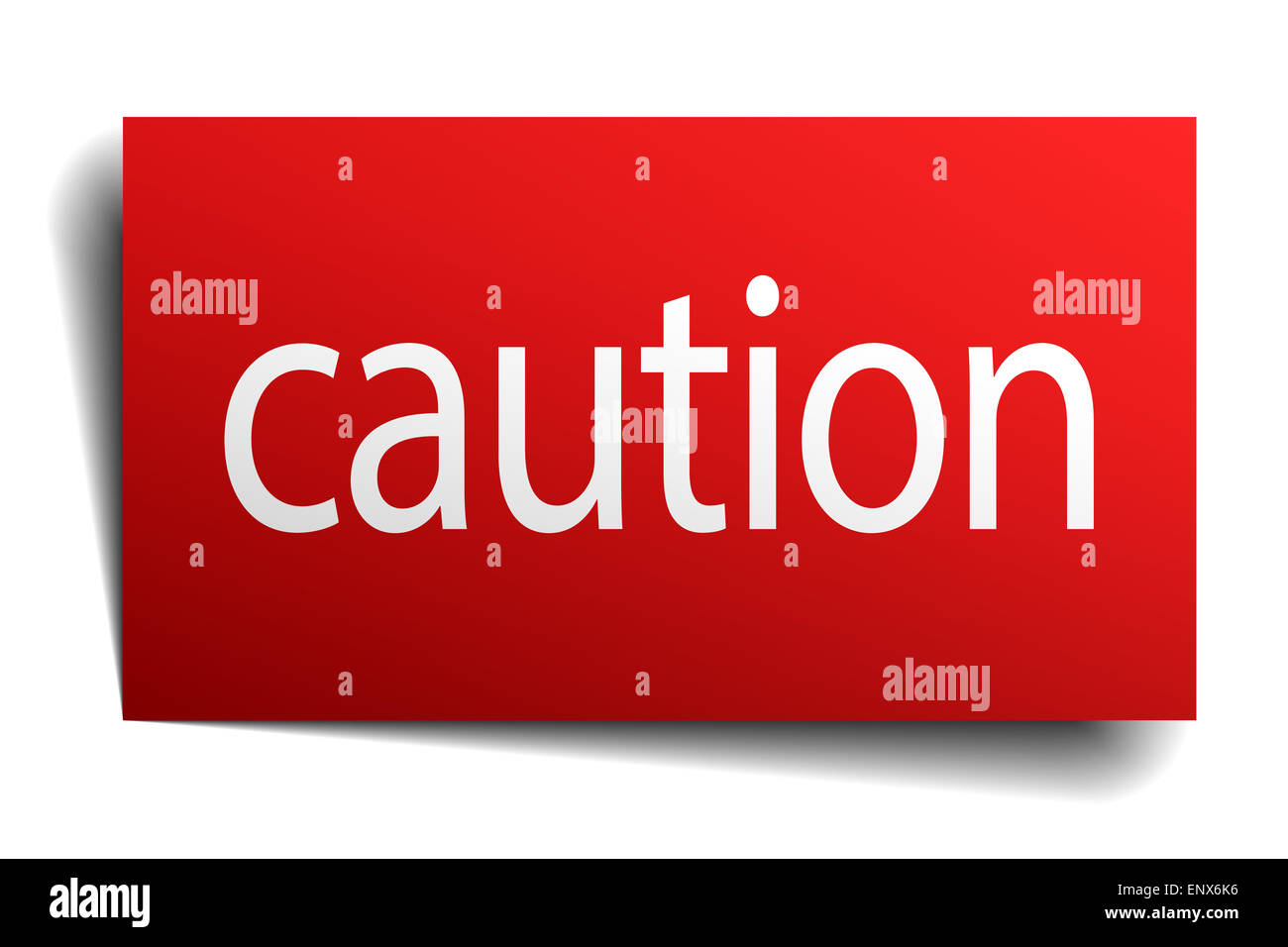 caution red paper sign isolated on white Stock Photo - Alamy