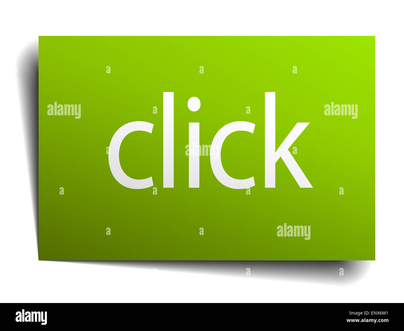 click green paper sign on white background Stock Photo - Alamy
