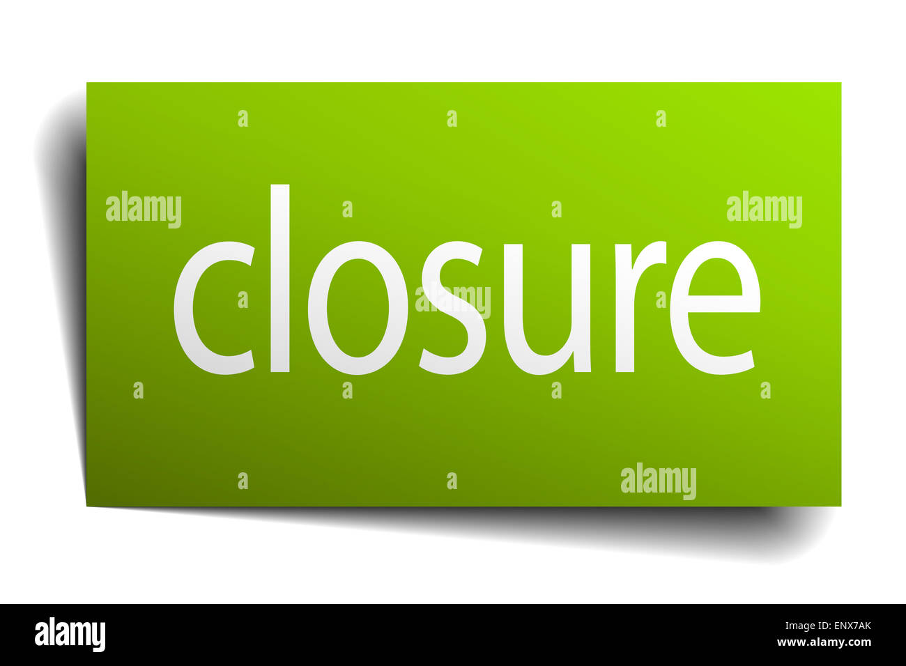 closure green paper sign on white background Stock Photo - Alamy