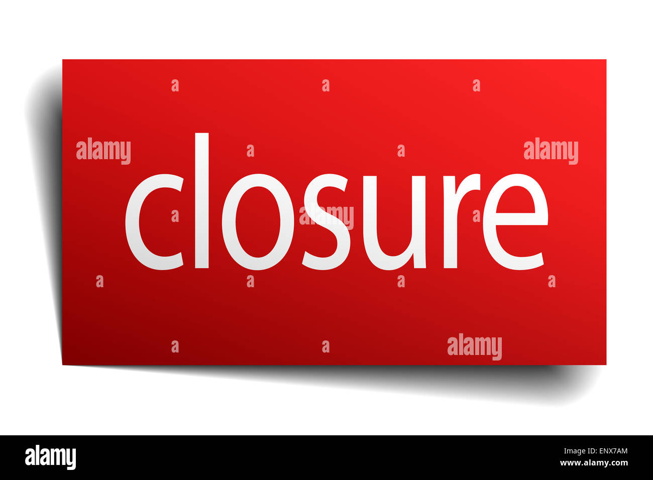 closure red paper sign isolated on white Stock Photo - Alamy