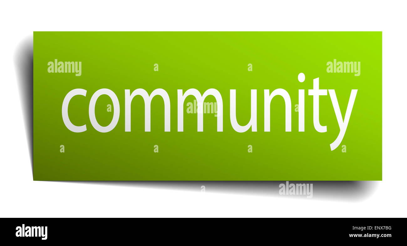 community green paper sign on white background Stock Photo - Alamy
