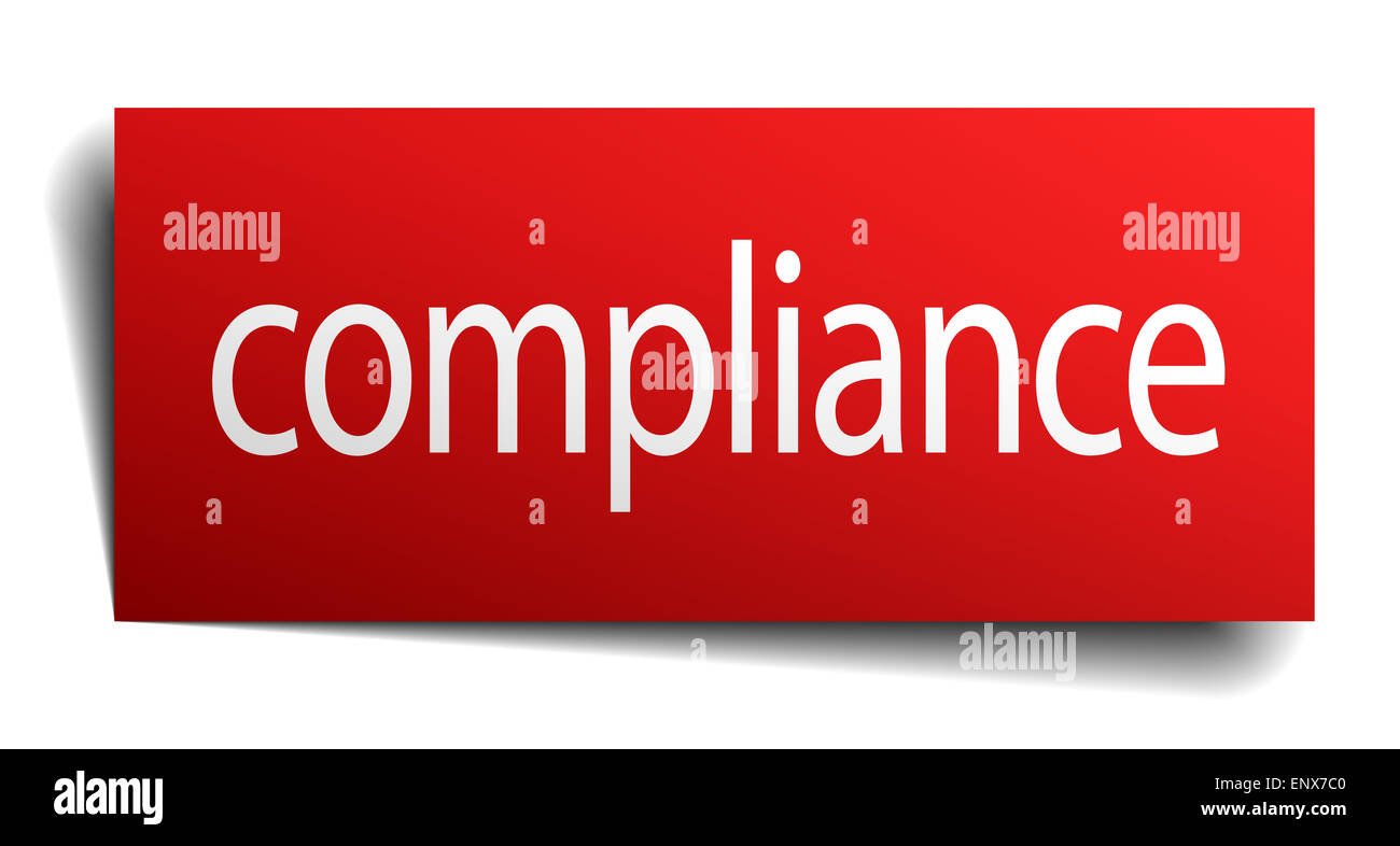 compliance red paper sign isolated on white Stock Photo - Alamy