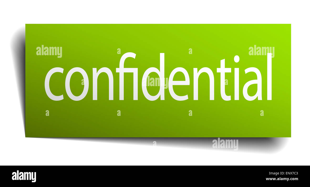 confidential green paper sign on white background Stock Photo - Alamy