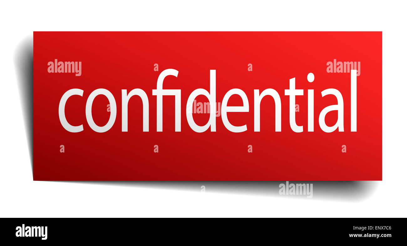 confidential red paper sign isolated on white Stock Photo - Alamy