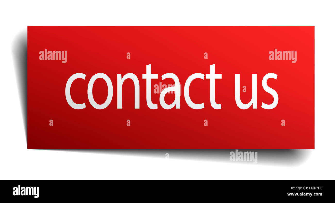 contact us red paper sign isolated on white Stock Photo - Alamy
