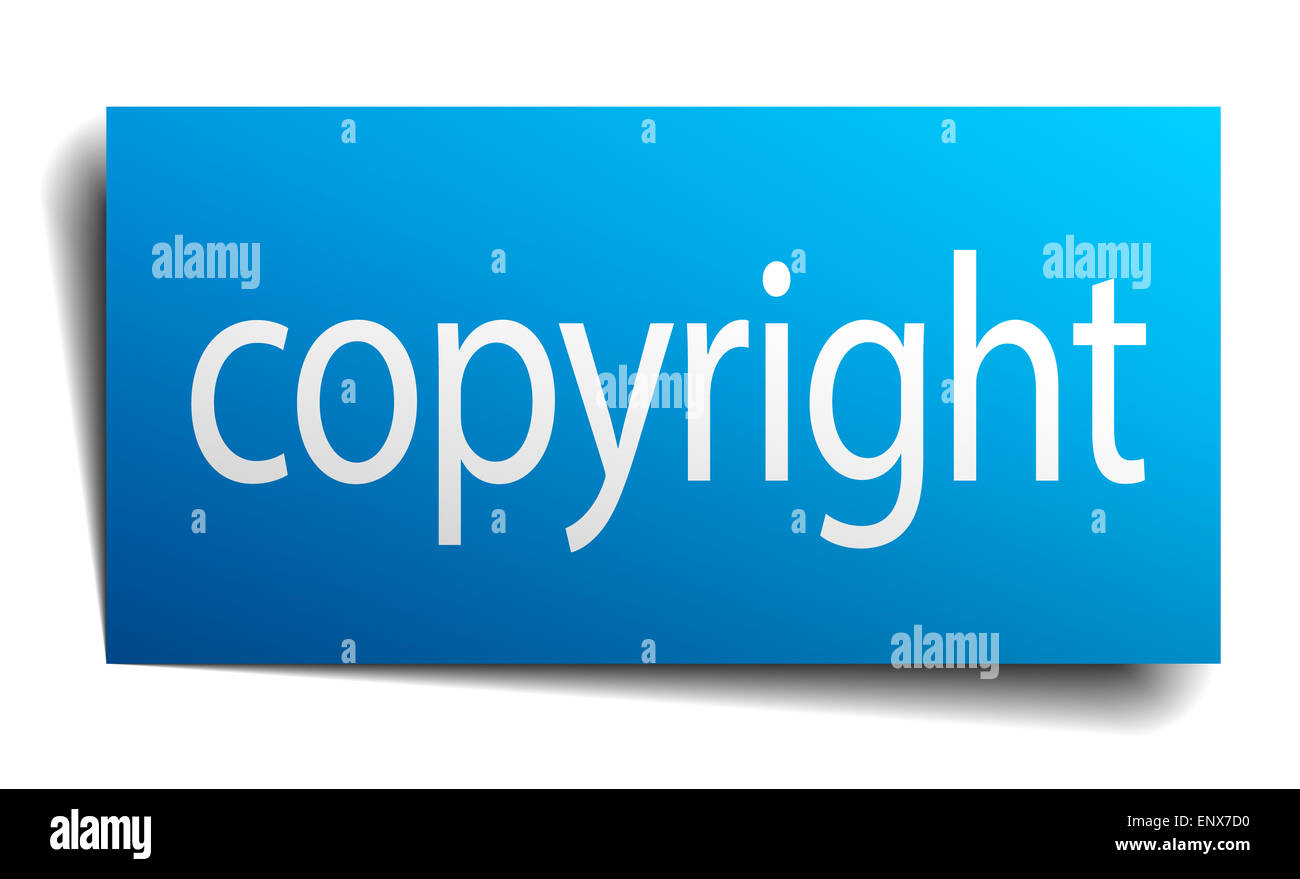 copyright blue square isolated paper sign on white Stock Photo - Alamy