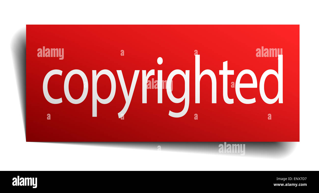 copyrighted red paper sign isolated on white Stock Photo - Alamy