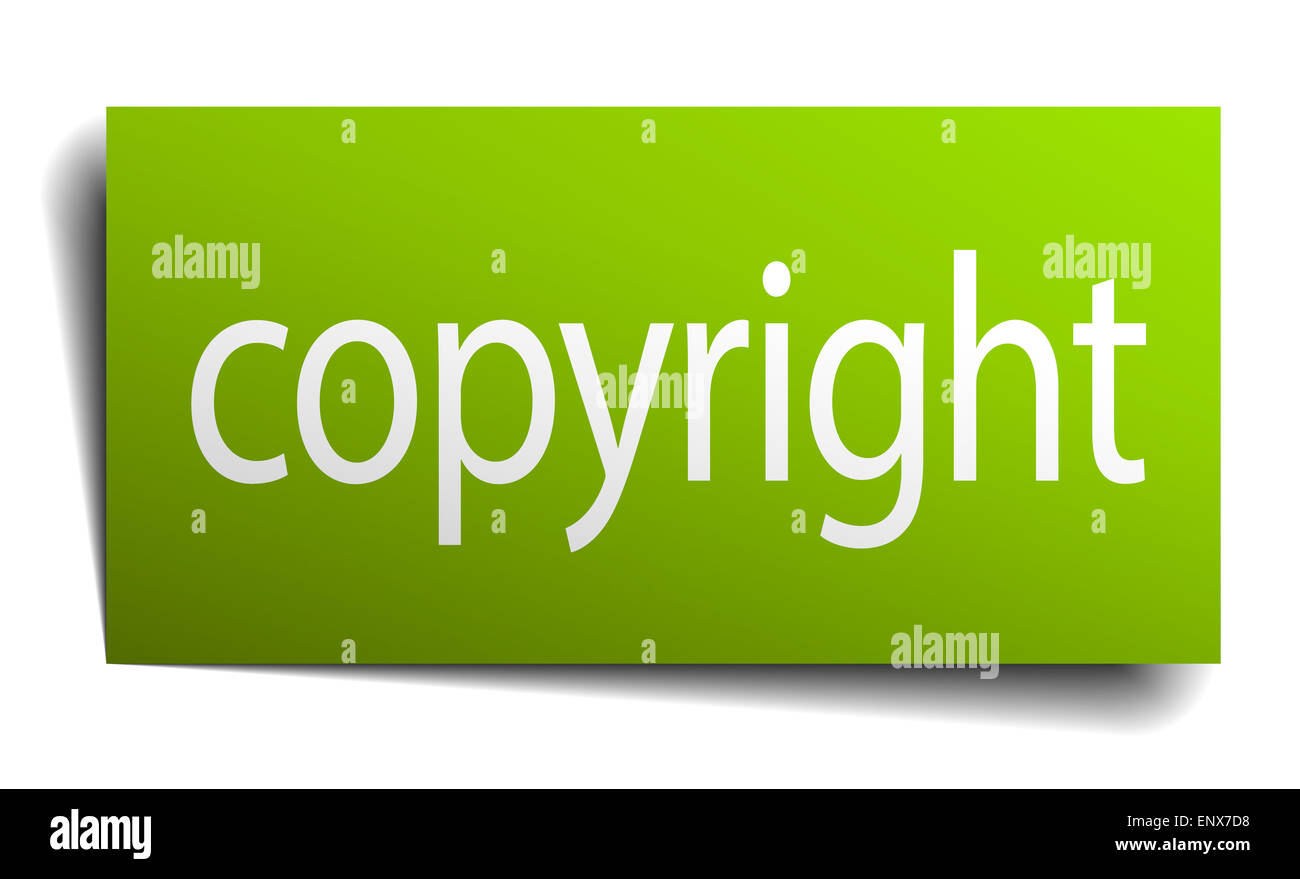 copyright green paper sign on white background Stock Photo - Alamy