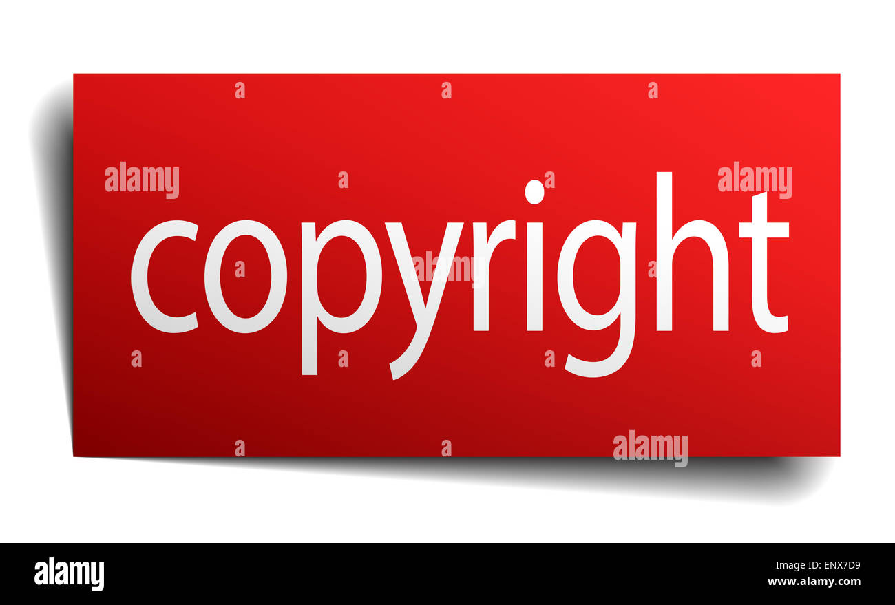 copyright red paper sign isolated on white Stock Photo - Alamy