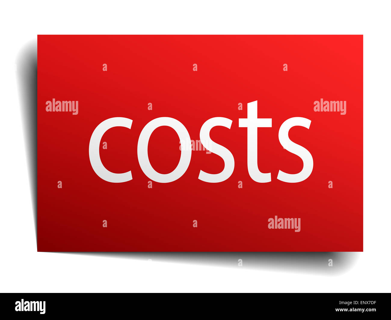 costs red paper sign isolated on white Stock Photo - Alamy