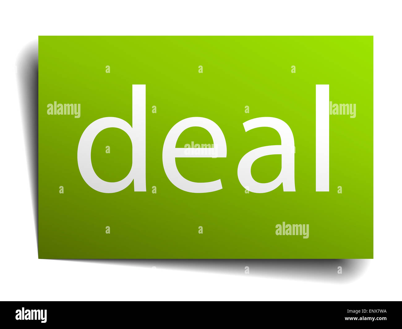 deal green paper sign on white background Stock Photo - Alamy