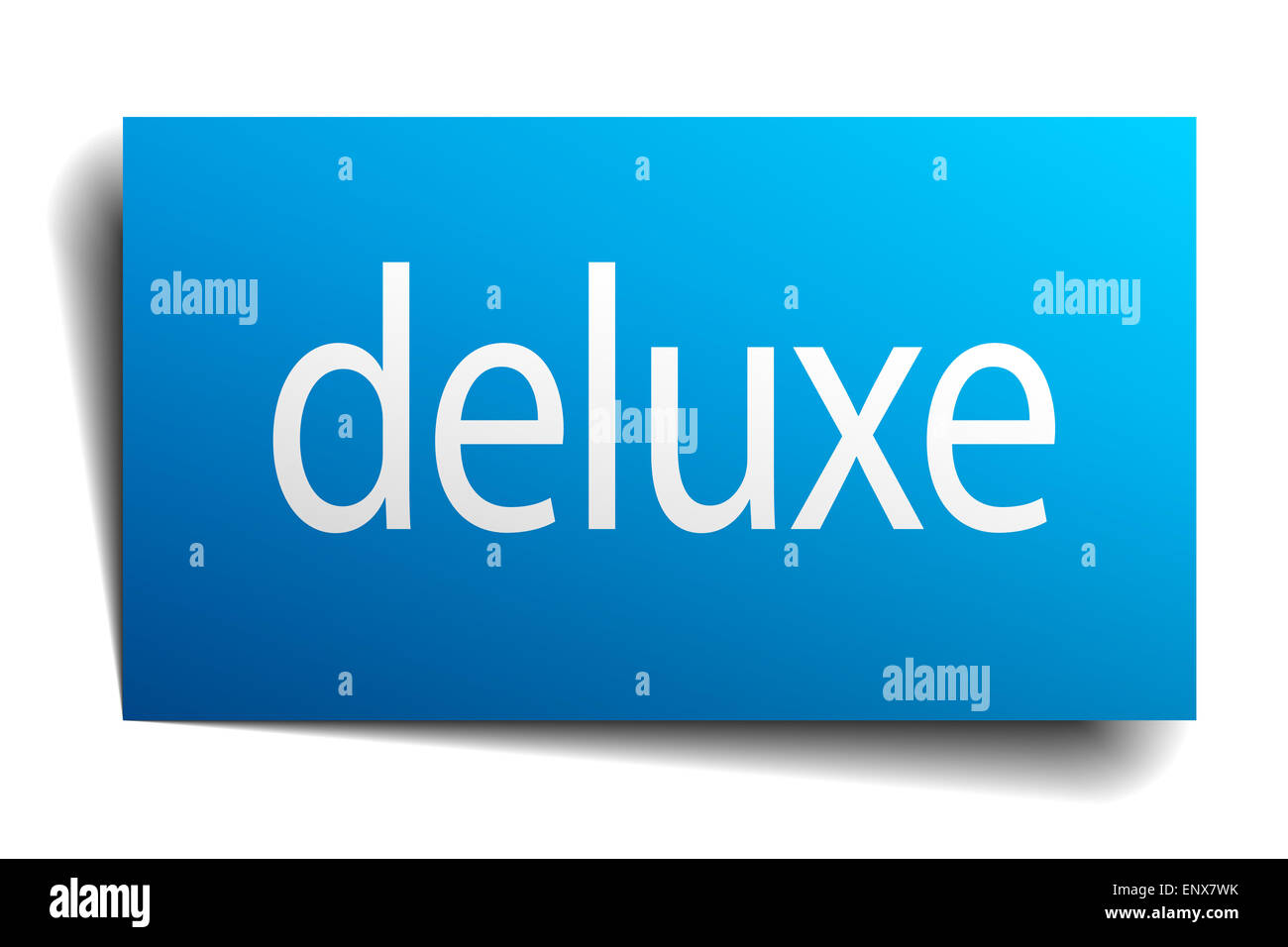 deluxe blue paper sign on white background Stock Photo - Alamy