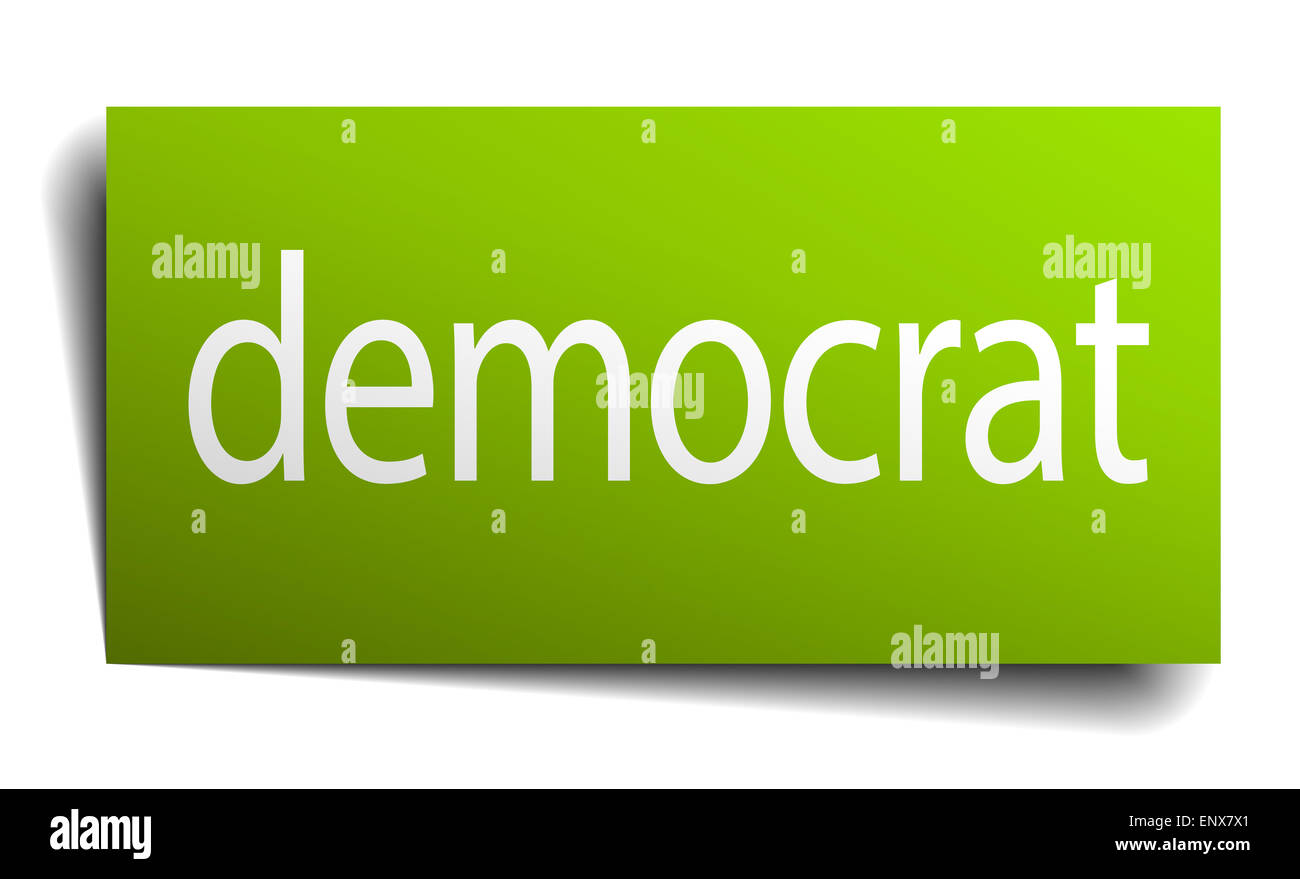democrat green paper sign on white background Stock Photo - Alamy