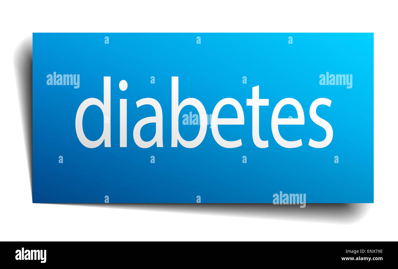 diabetes blue paper sign on white background Stock Photo - Alamy