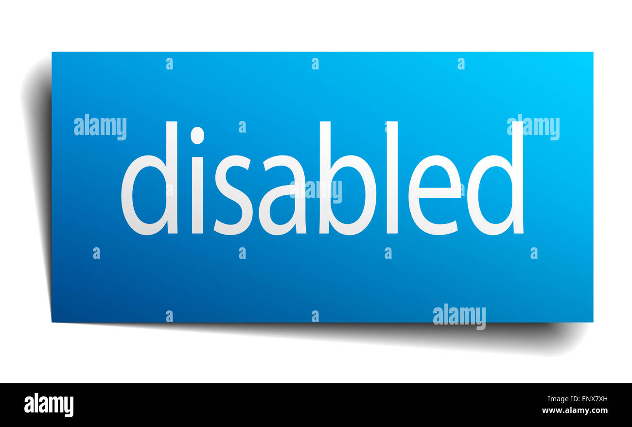 disabled blue paper sign on white background Stock Photo - Alamy