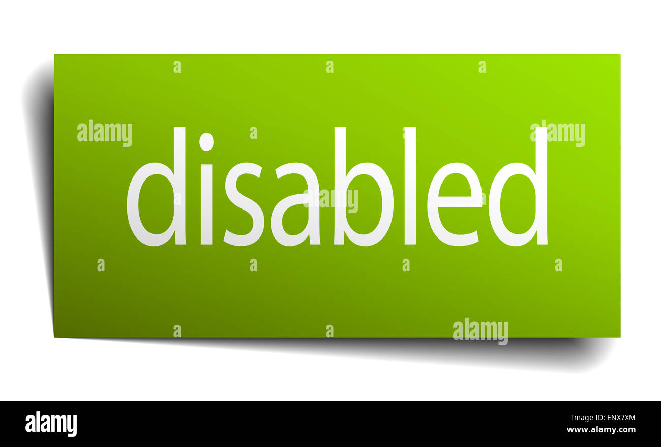 disabled green paper sign on white background Stock Photo - Alamy