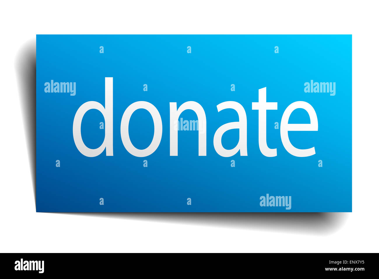 donate blue paper sign on white background Stock Photo - Alamy