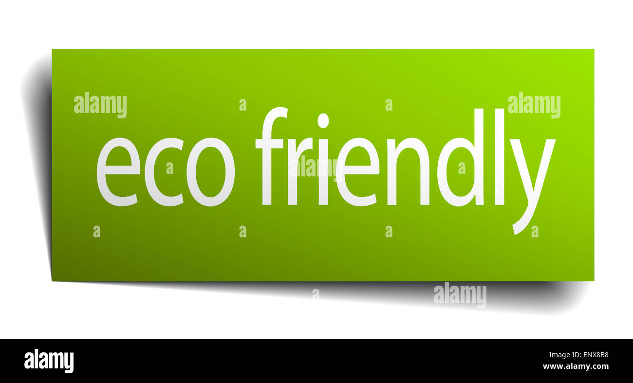 eco friendly green paper sign isolated on white Stock Photo - Alamy