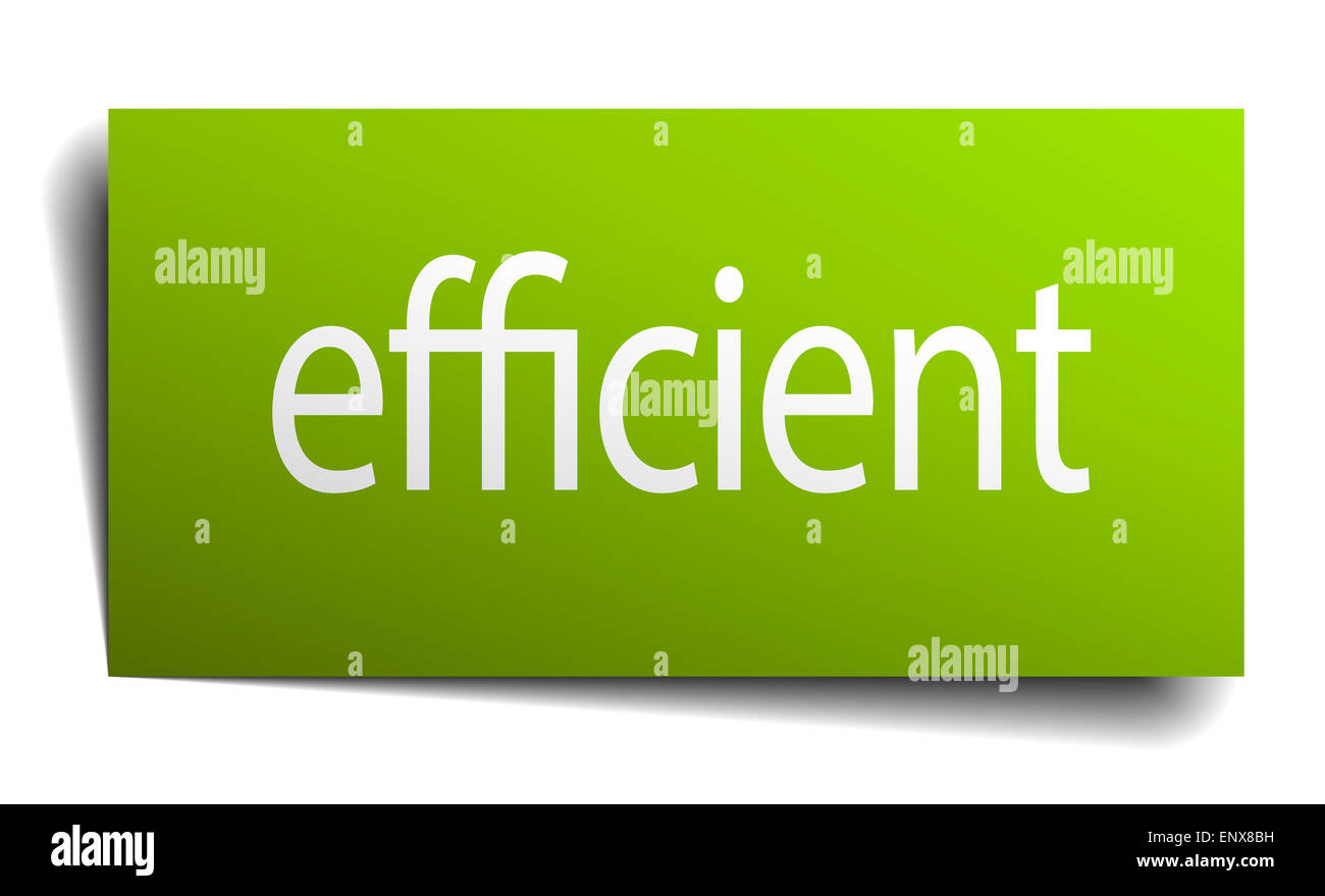 efficient green paper sign isolated on white Stock Photo - Alamy