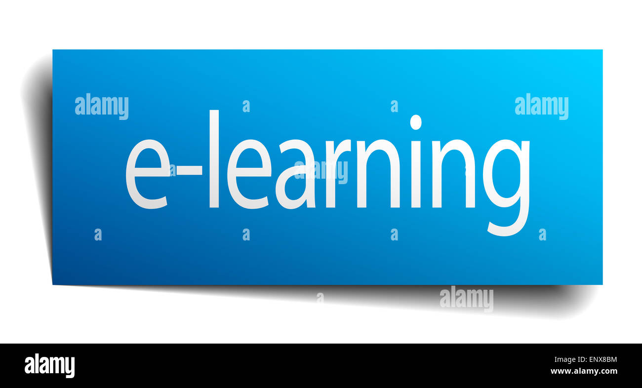 e-learning blue paper sign on white background Stock Photo - Alamy
