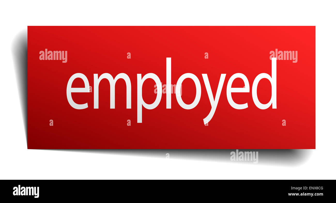 employed red square isolated paper sign on white Stock Photo - Alamy