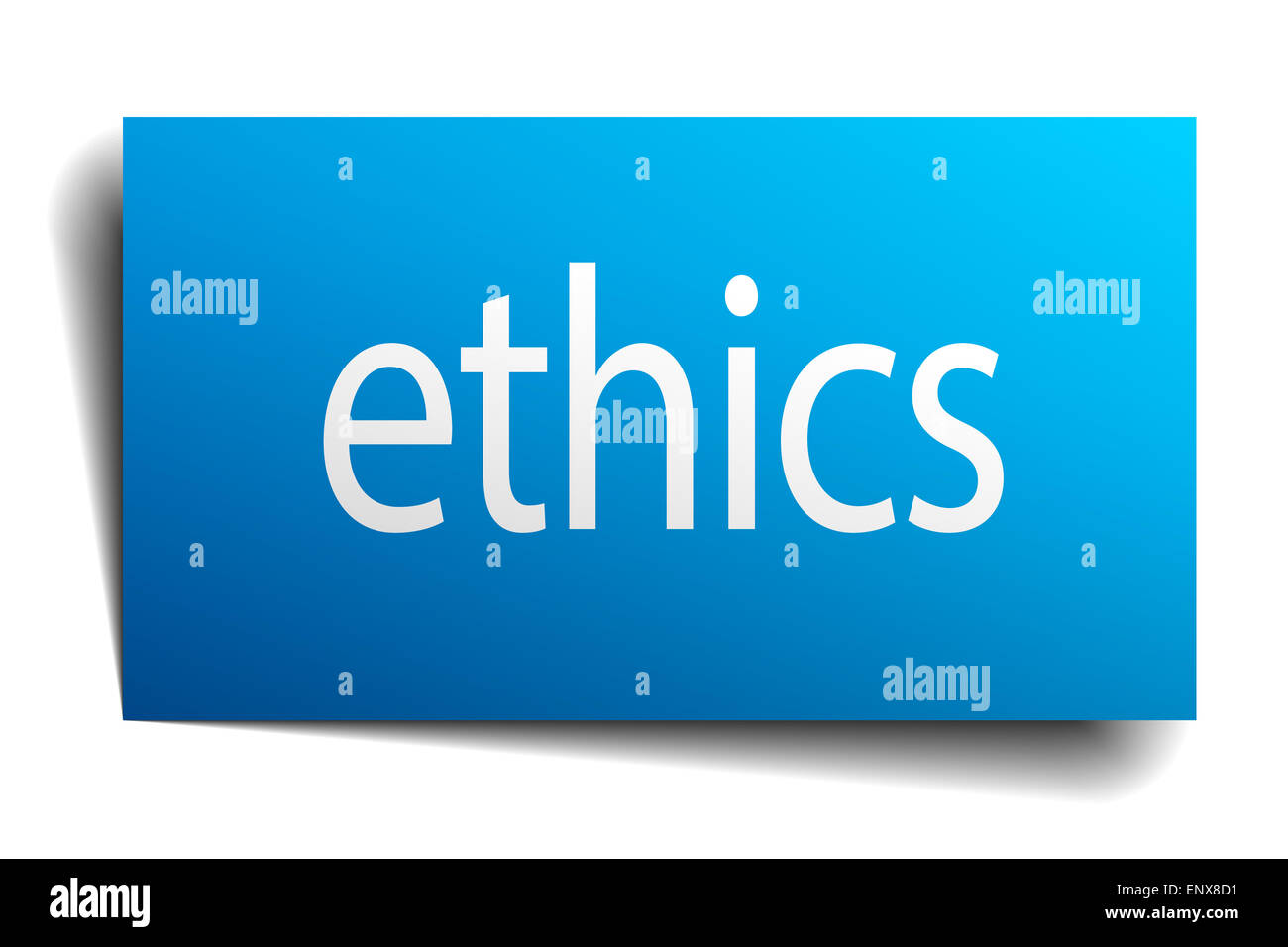 ethics blue paper sign on white background Stock Photo - Alamy