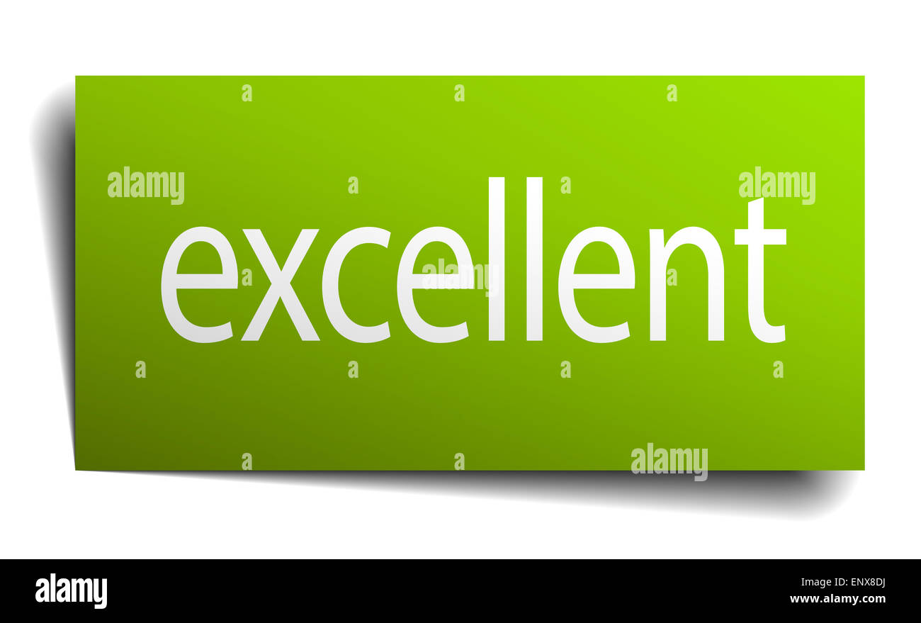 excellent green paper sign isolated on white Stock Photo - Alamy