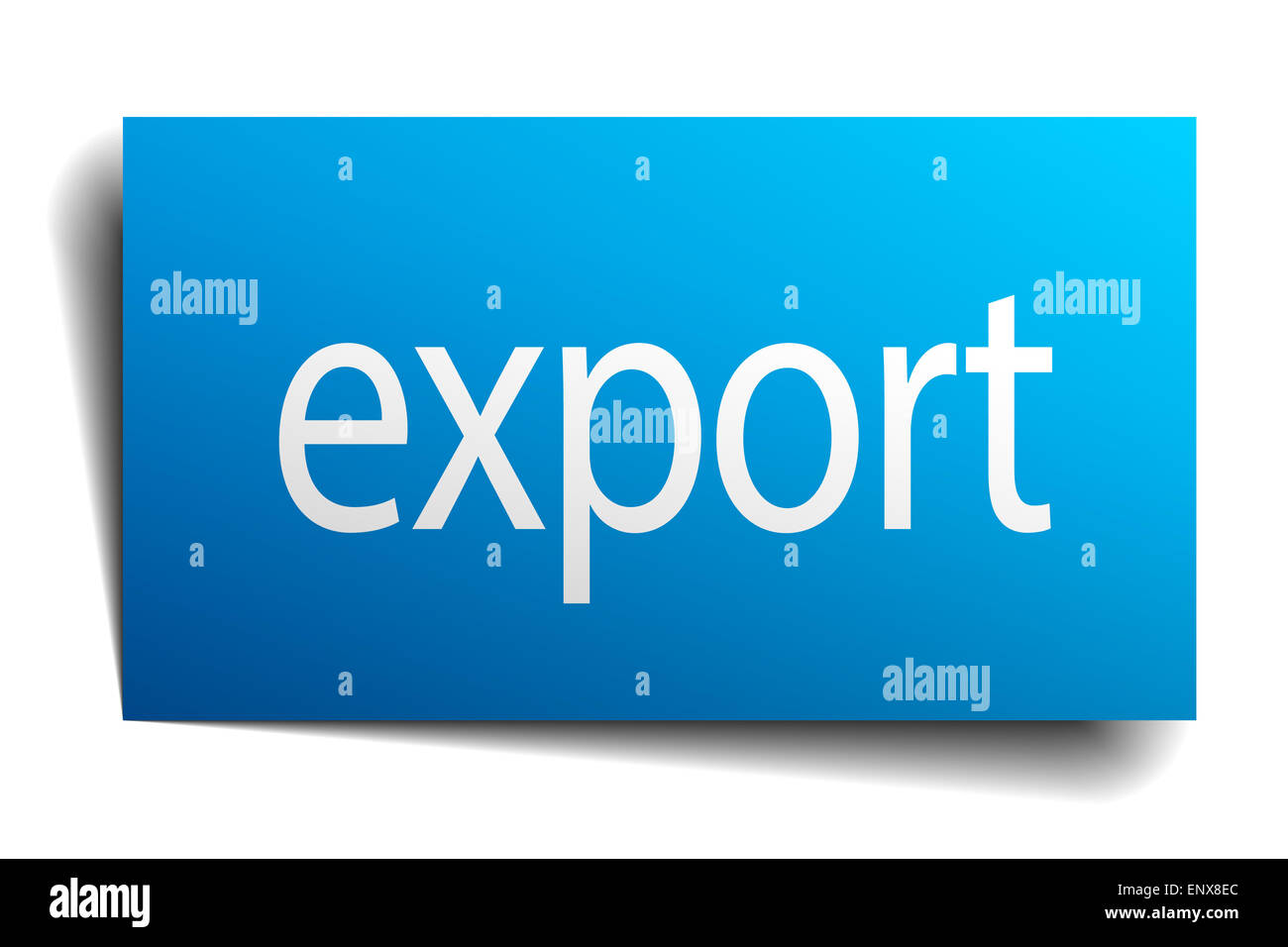 export blue paper sign on white background Stock Photo - Alamy