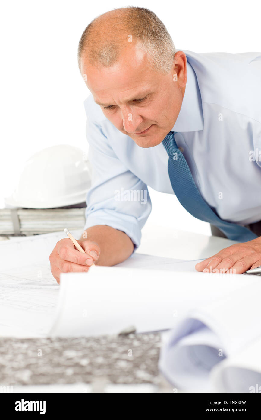 Senior man work on blueprints construction plans Stock Photo - Alamy Senior man work on blueprints construction plans Stock Photo - Alamy