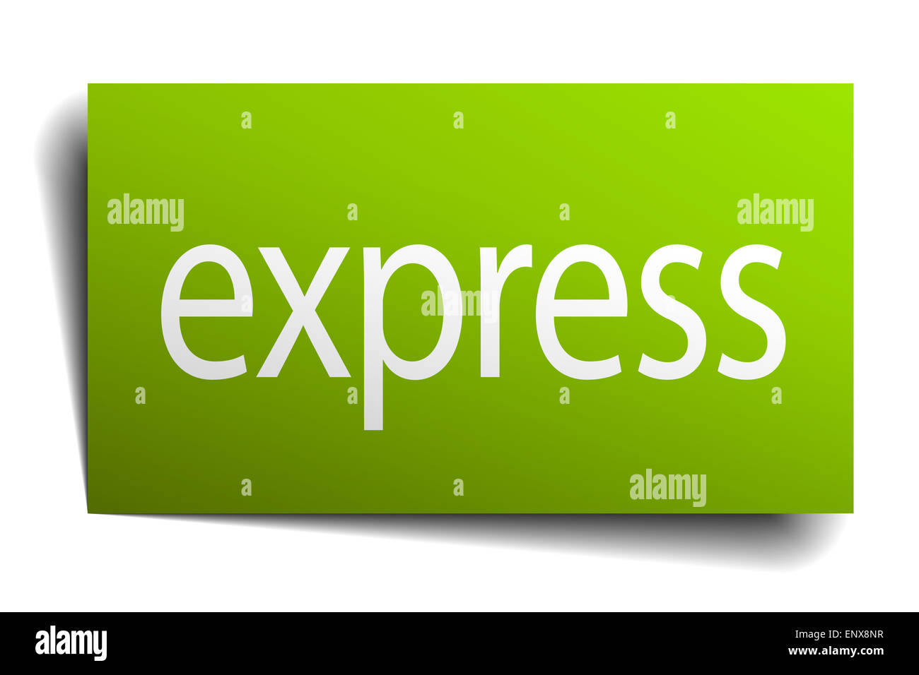 express green paper sign isolated on white Stock Photo - Alamy