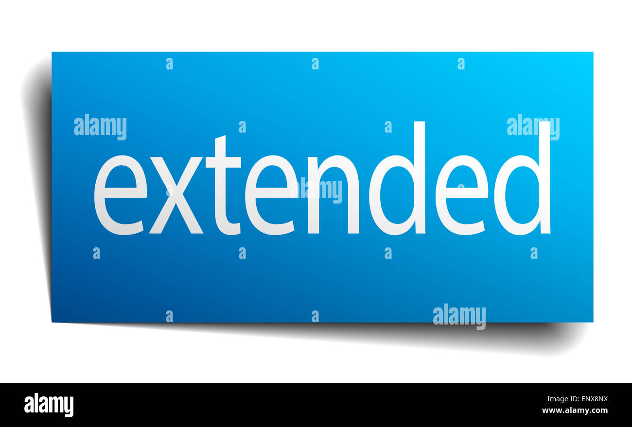 extended blue paper sign on white background Stock Photo - Alamy