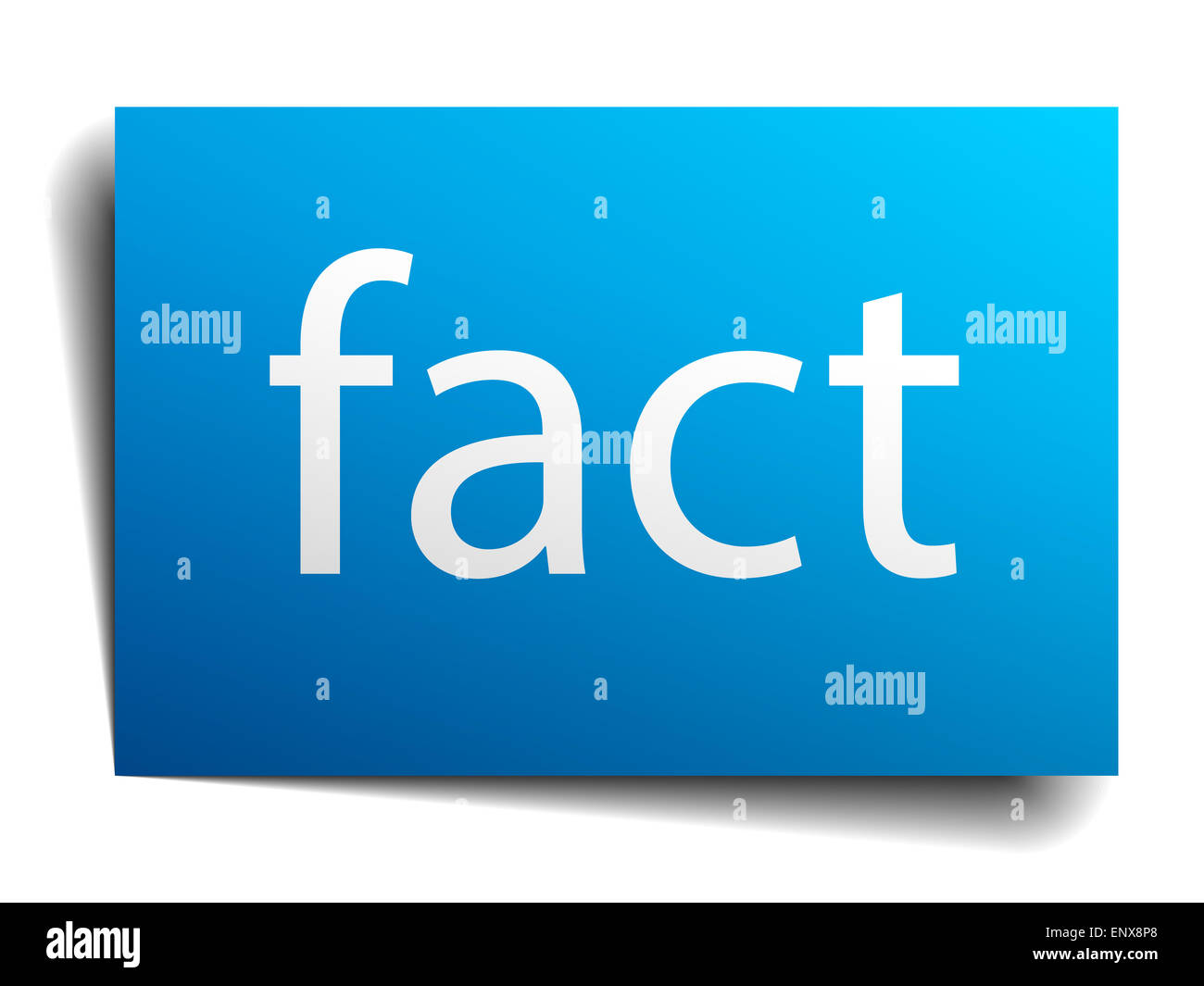 fact blue paper sign on white background Stock Photo - Alamy