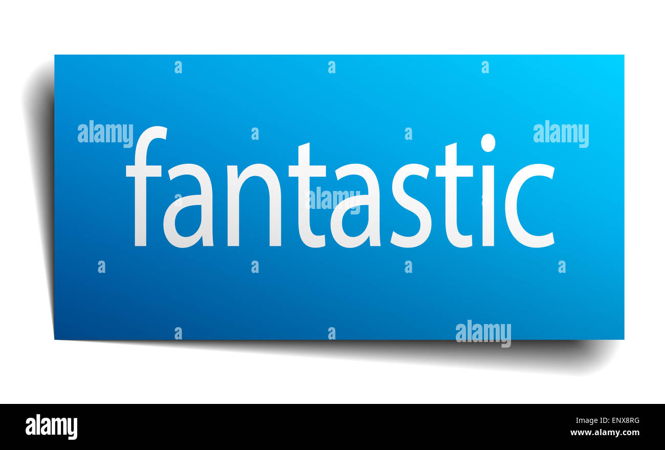 fantastic blue paper sign on white background Stock Photo - Alamy