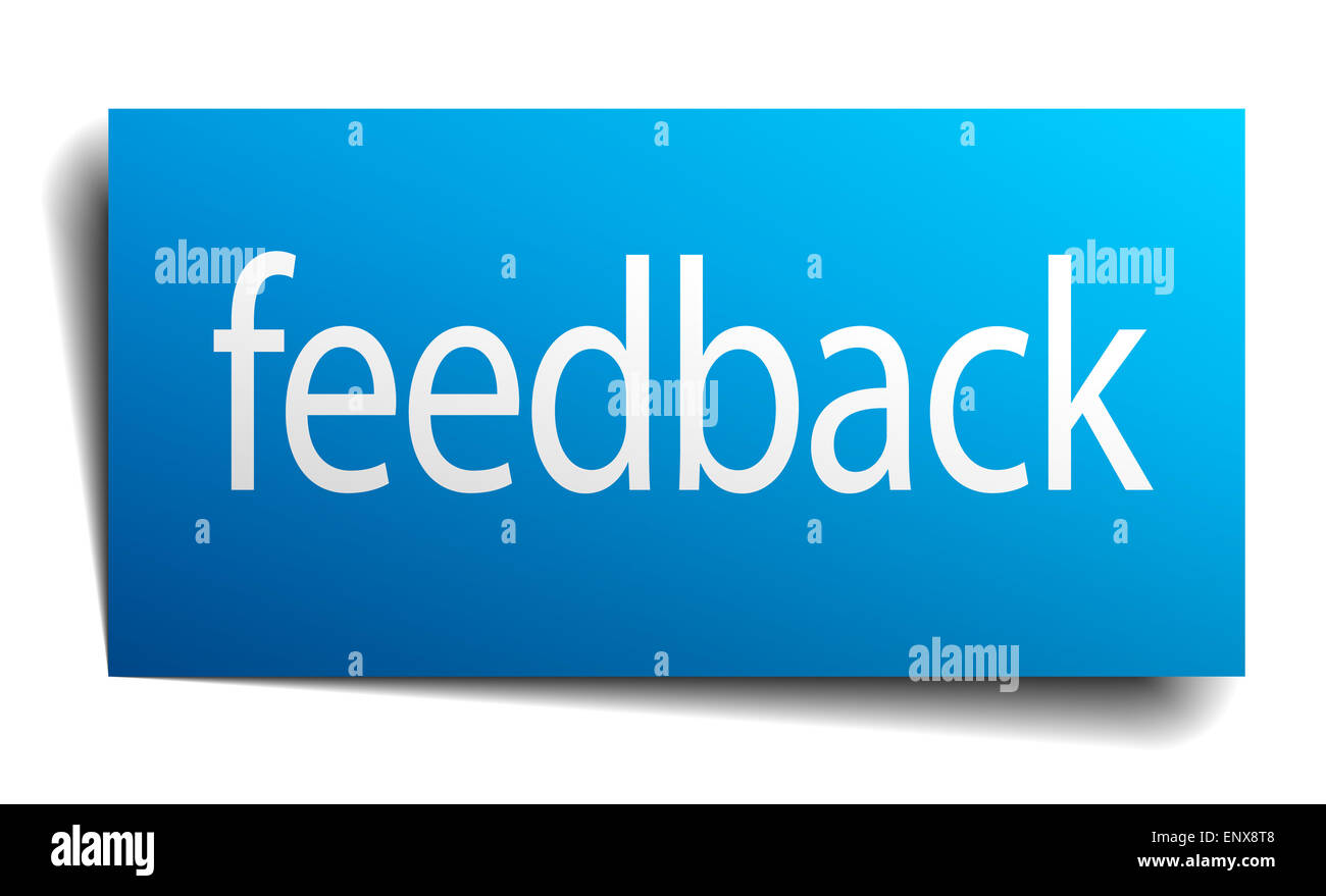feedback blue paper sign on white background Stock Photo - Alamy
