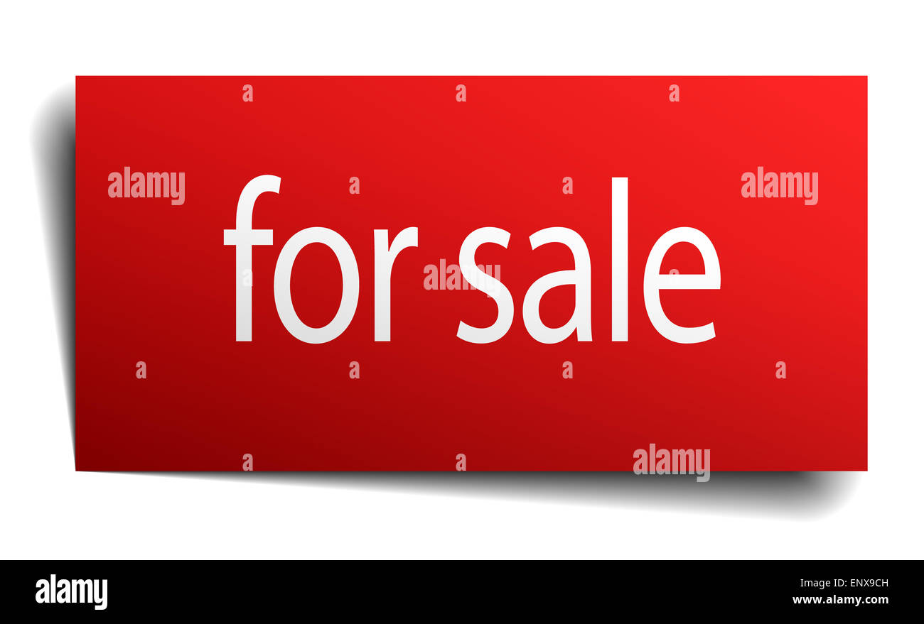 for sale red paper sign on white background Stock Photo - Alamy