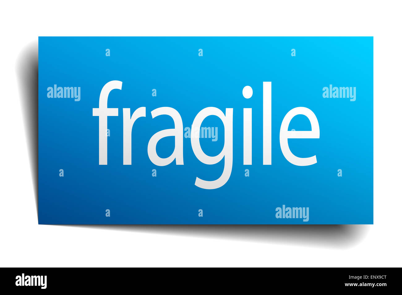 fragile blue paper sign on white background Stock Photo - Alamy