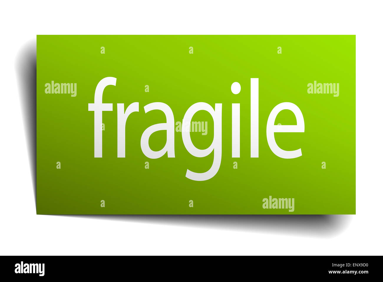 fragile green paper sign isolated on white Stock Photo - Alamy