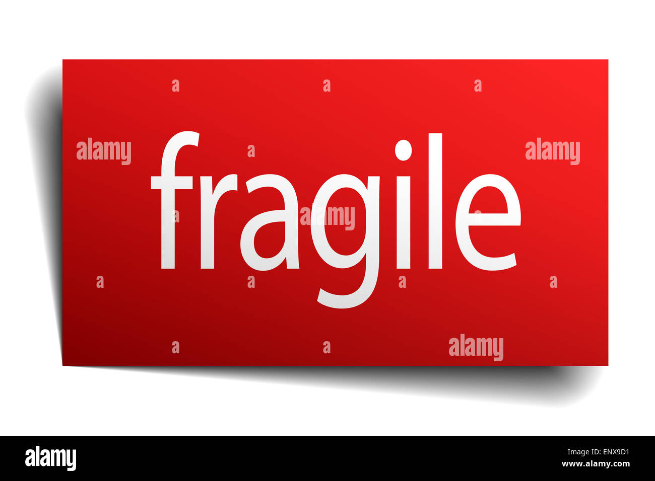 fragile red paper sign on white background Stock Photo - Alamy