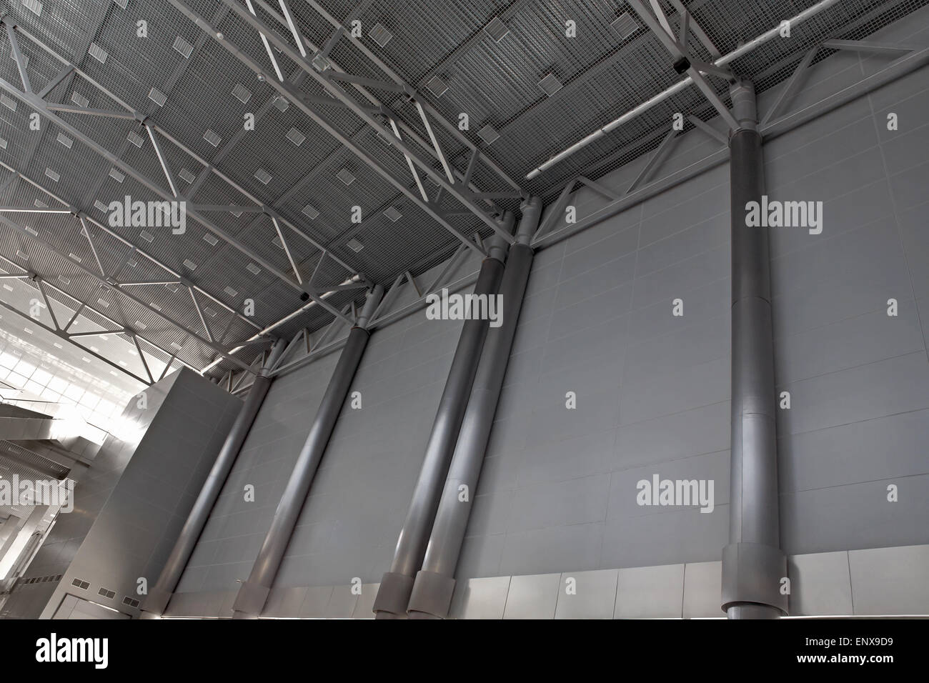 Metal designs of walls and ceiling of the big building Stock Photo - Alamy