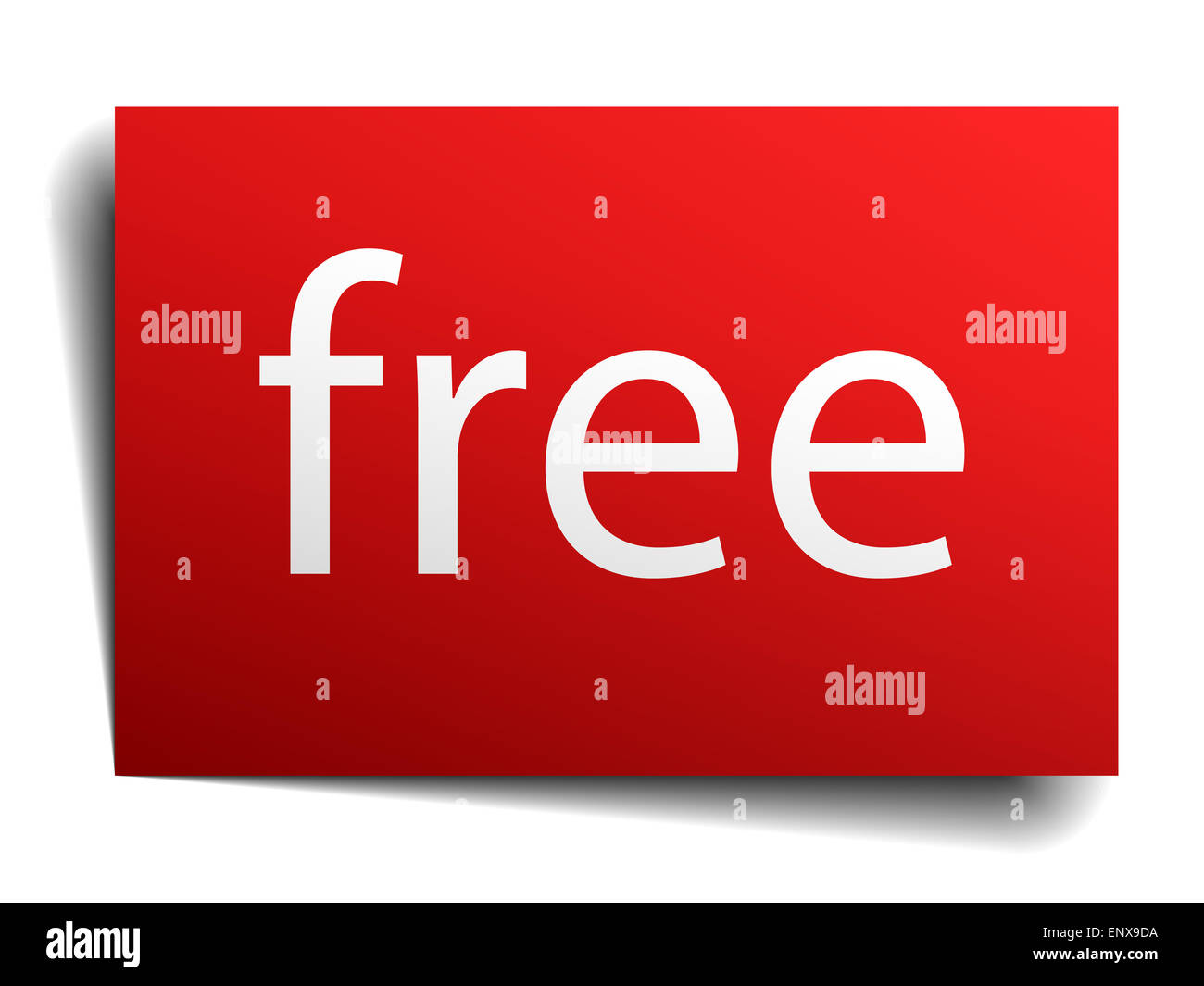 free red paper sign on white background Stock Photo - Alamy