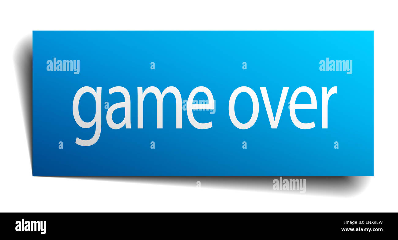 game over blue paper sign on white background Stock Photo - Alamy