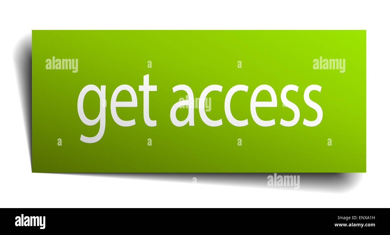 get access green paper sign isolated on white Stock Photo - Alamy