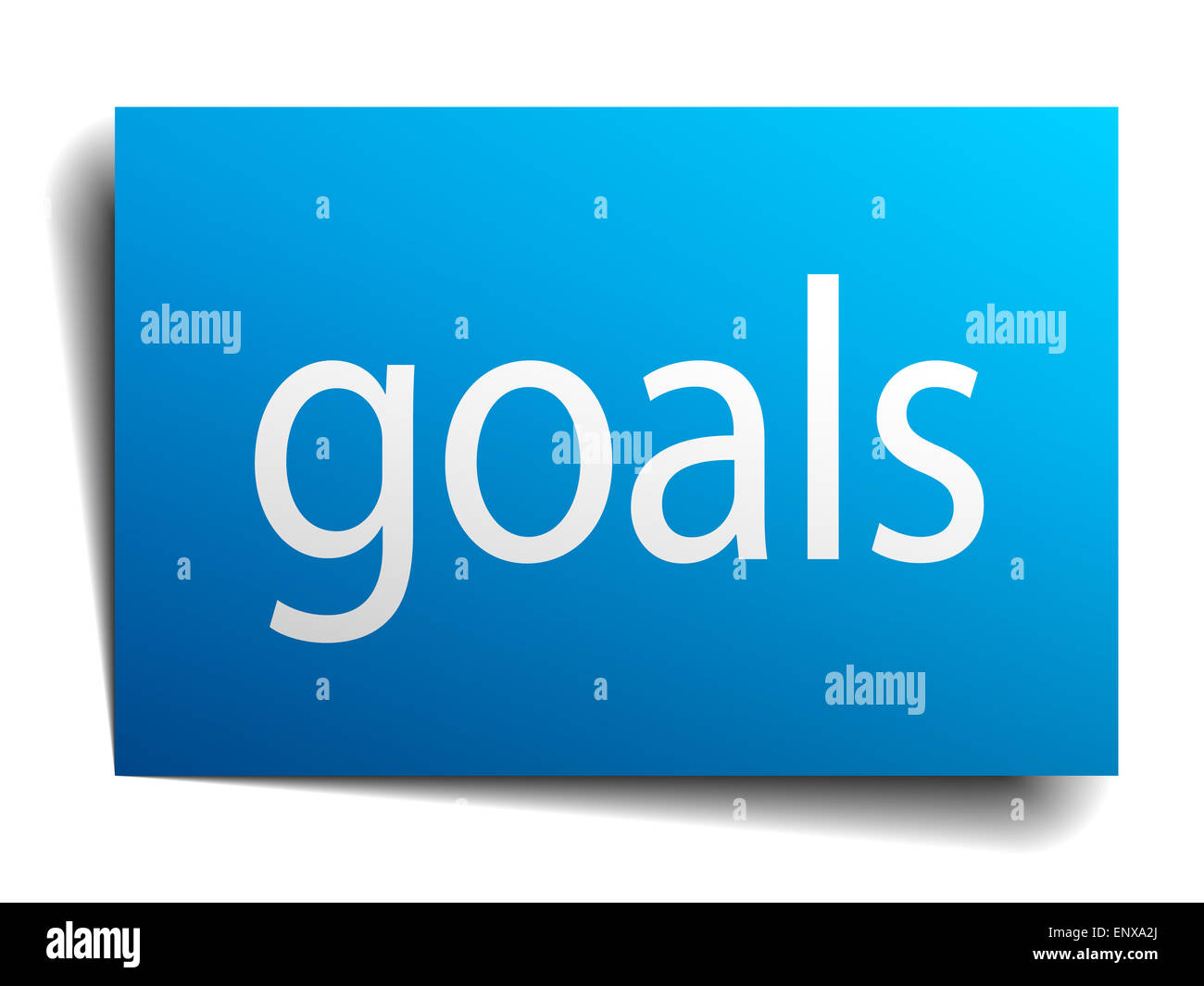 goals blue paper sign on white background Stock Photo - Alamy