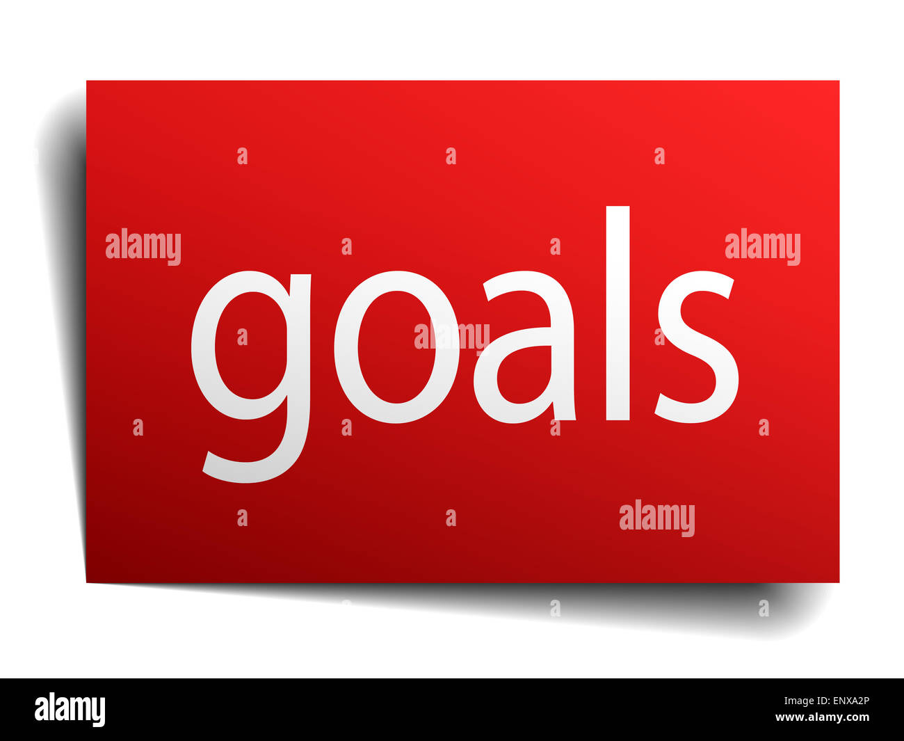 goals red square isolated paper sign on white Stock Photo - Alamy